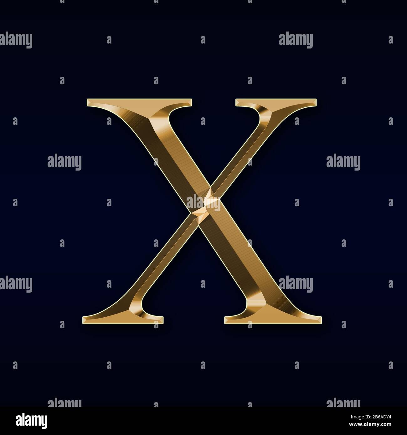 Gold letter "X" on a black background Stock Photo - Alamy