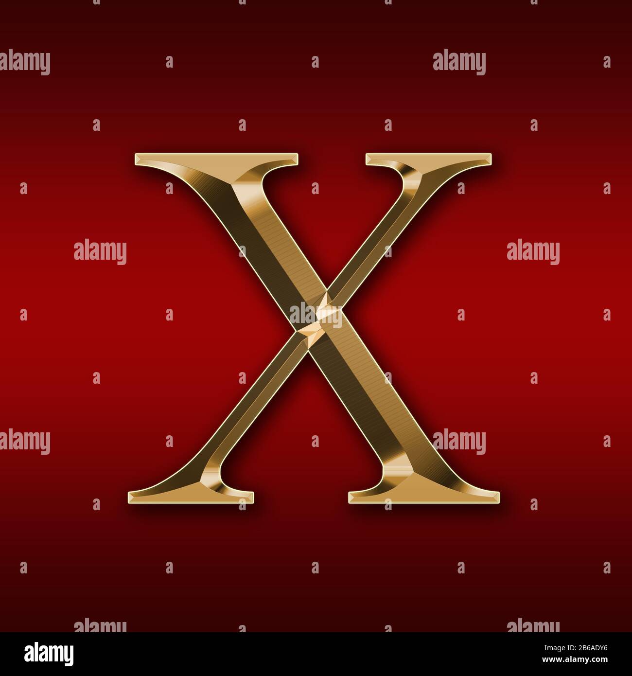 Gold letter "X" on a red background Stock Photo - Alamy