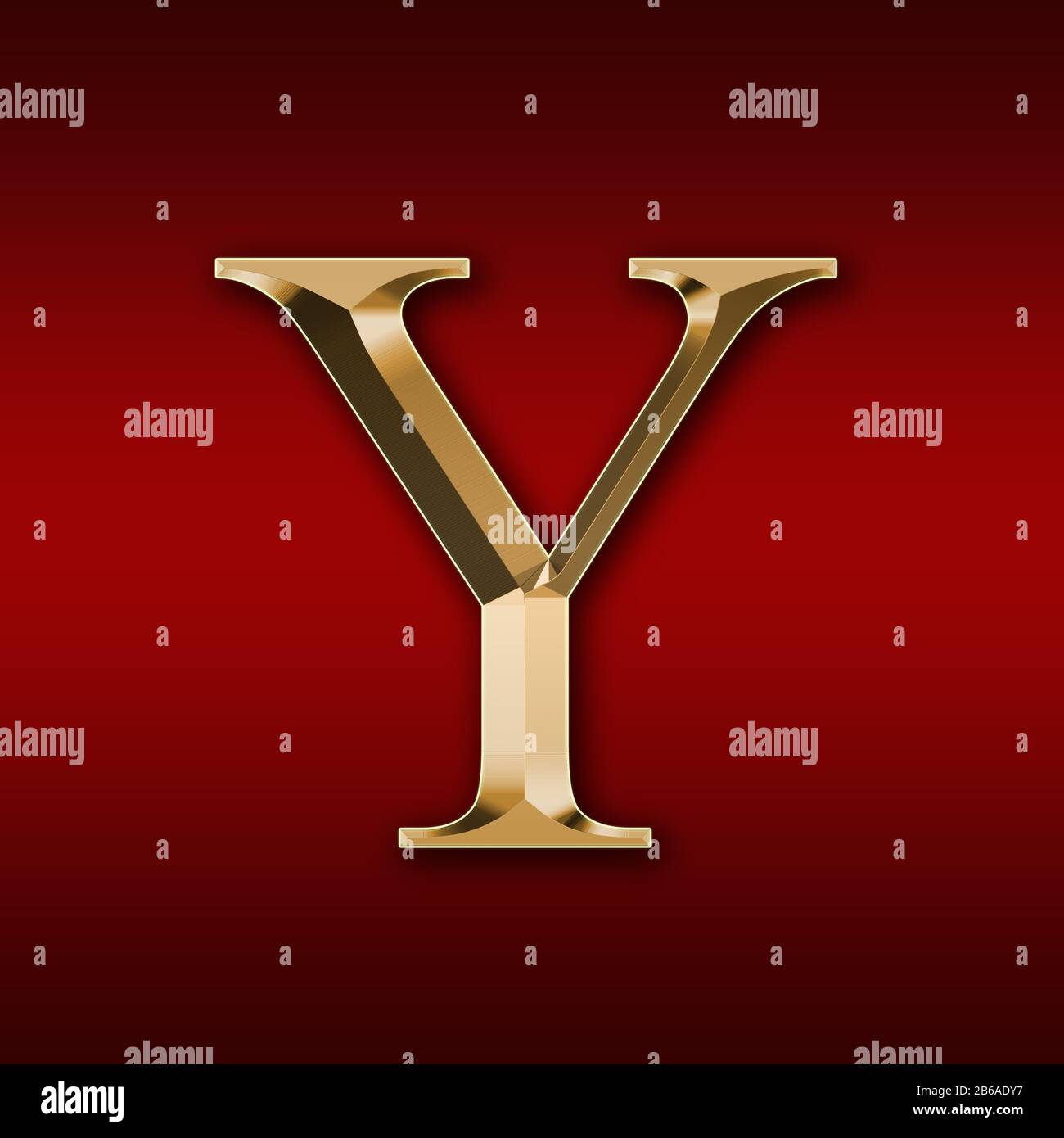 Gold letter "Y" on a red background Stock Photo - Alamy