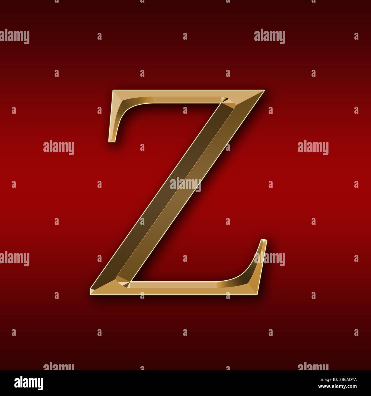Gold letter "Z" on a red background Stock Photo - Alamy