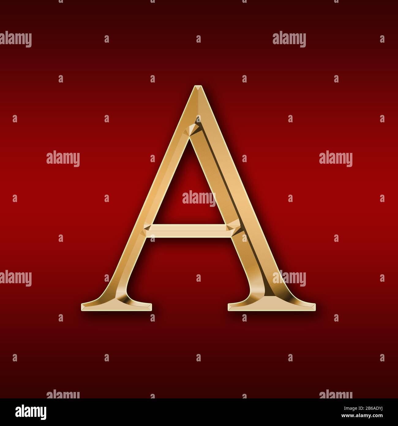Gold letter "A" on a red background Stock Photo - Alamy