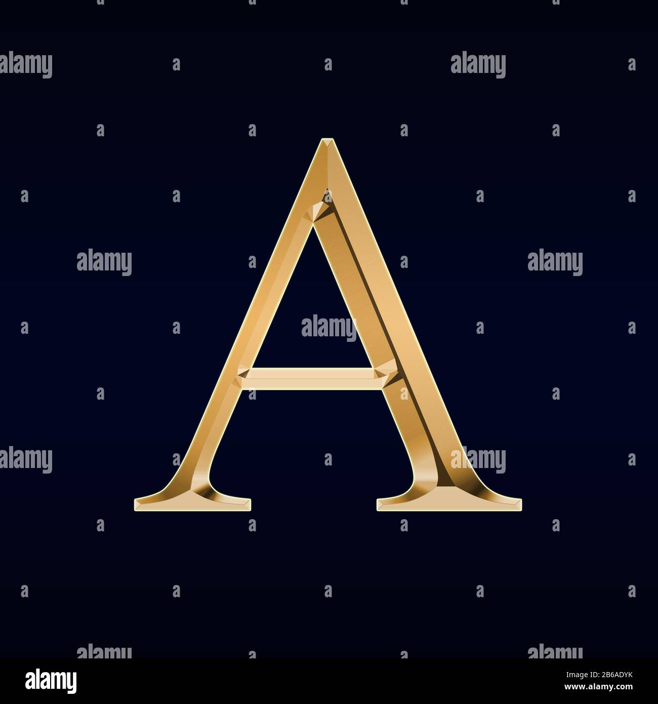 Gold letter "A" on a black background Stock Photo - Alamy