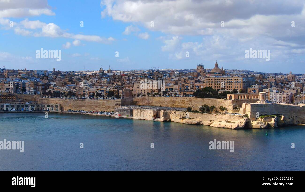 Aerial view over Malta and the city of Valletta Stock Photo - Alamy
