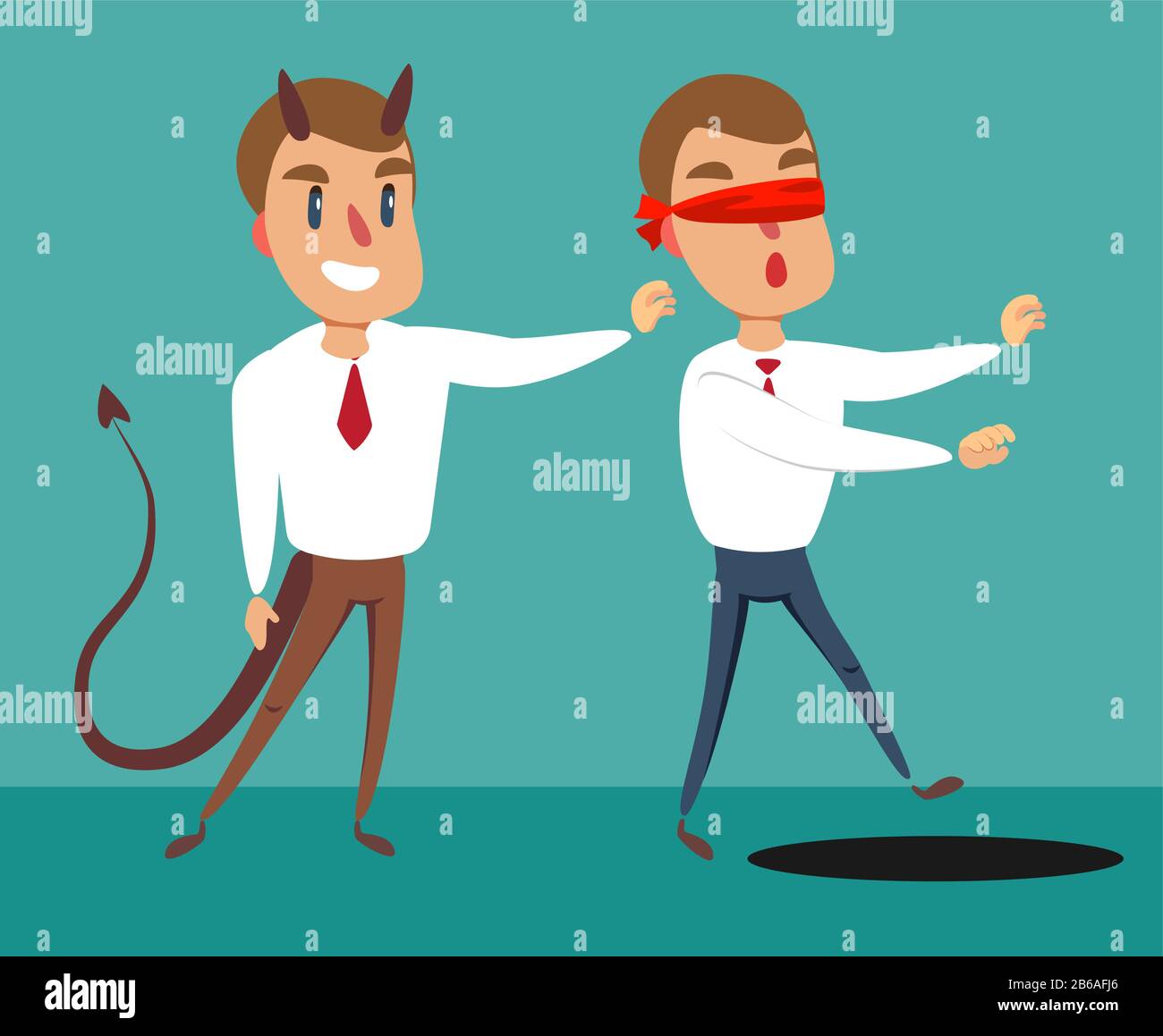 Business man pushing his competitor to the hole. Concept of competition ...