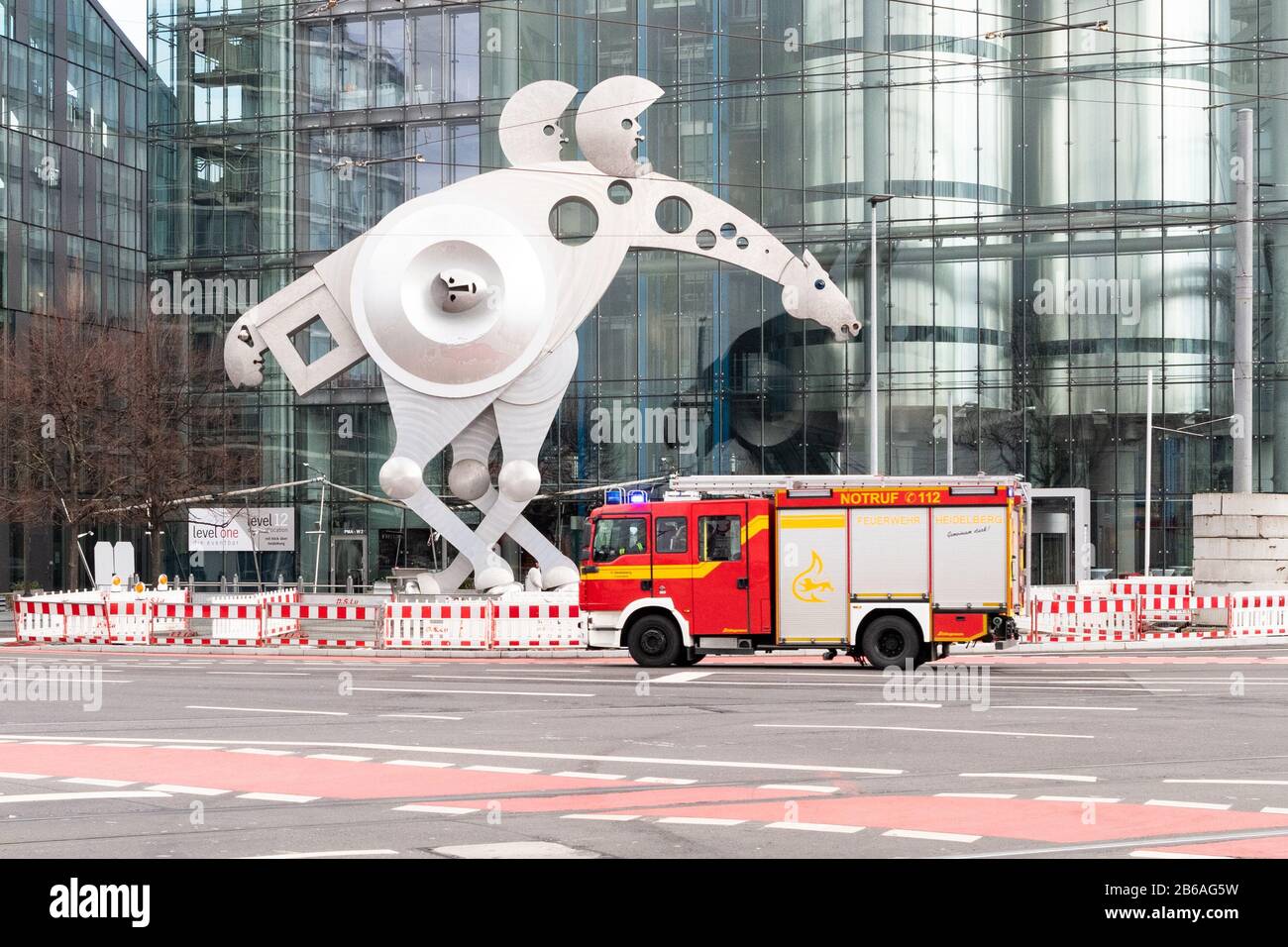 Fire engine responding to an emergency driving past the S-Printing ...