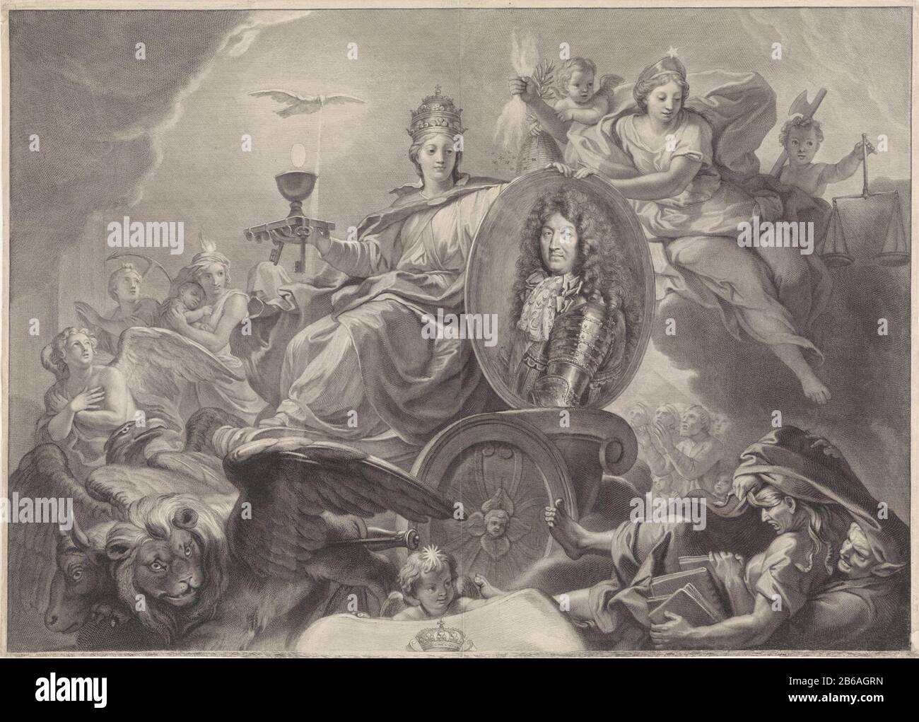 Allegorical portrait of Louis XIV, king of France Upper part of an allegory of the reign of king ...
