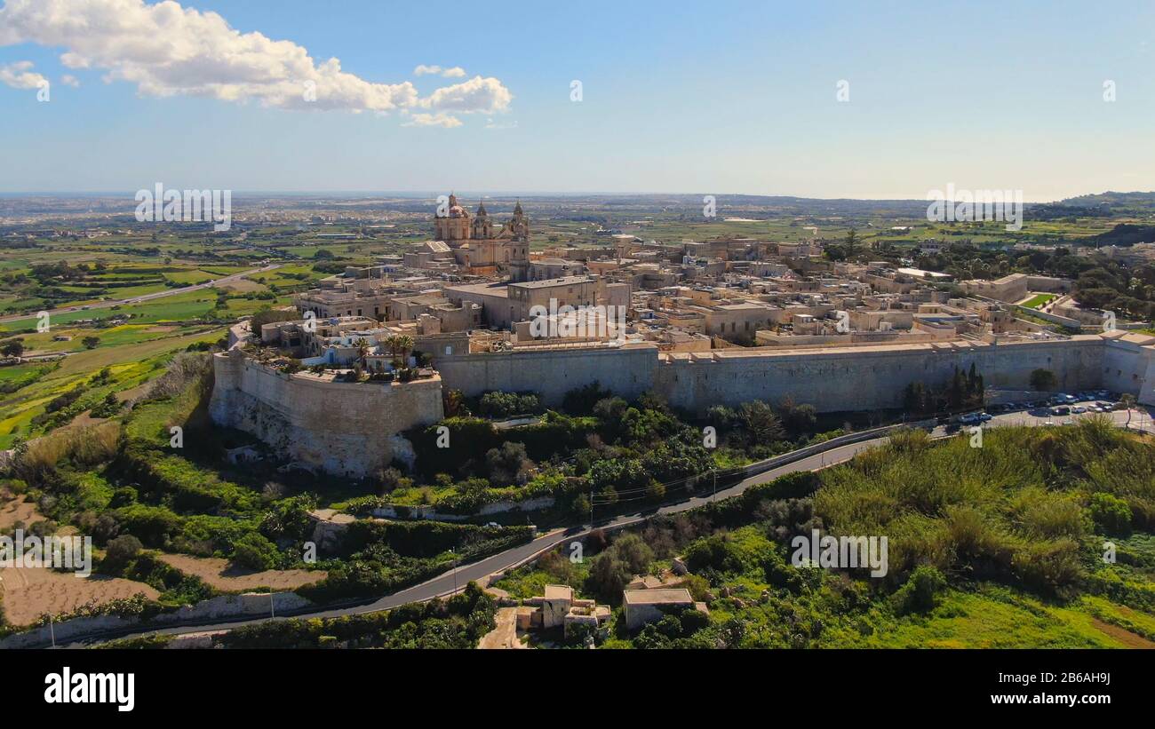 Aerial view over the historic city of Mdina in Malta Stock Photo - Alamy