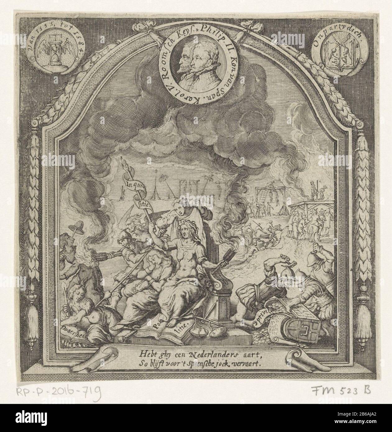 Allegory with Spanish Inquisition, Freedom and Truth Title page Pieter ...