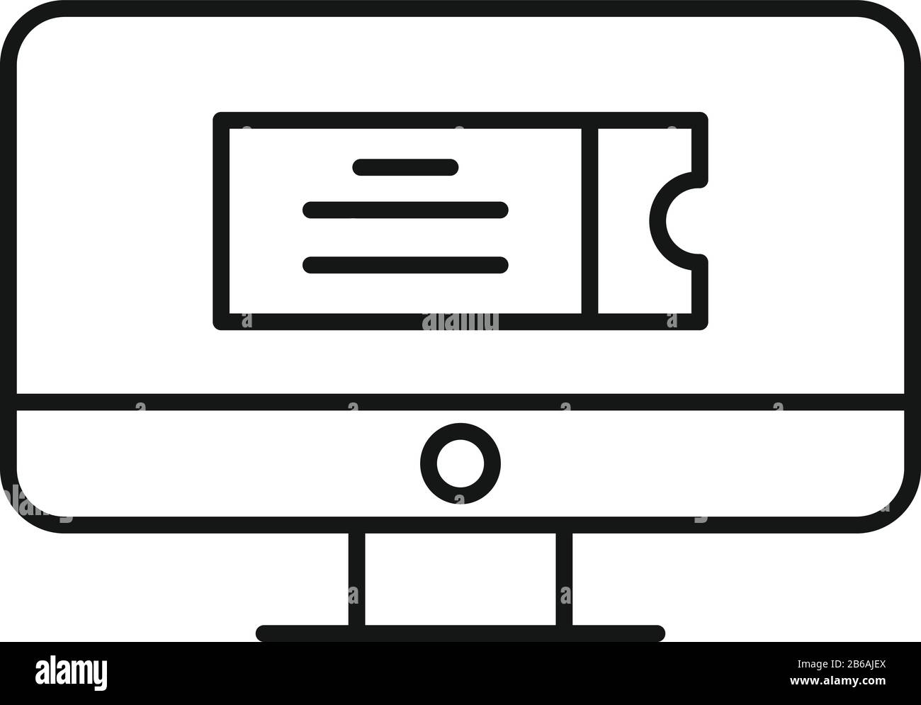 Desktop computer online ticket icon. Outline desktop computer online ...