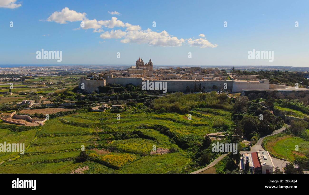 Aerial view over the historic city of Mdina in Malta Stock Photo - Alamy