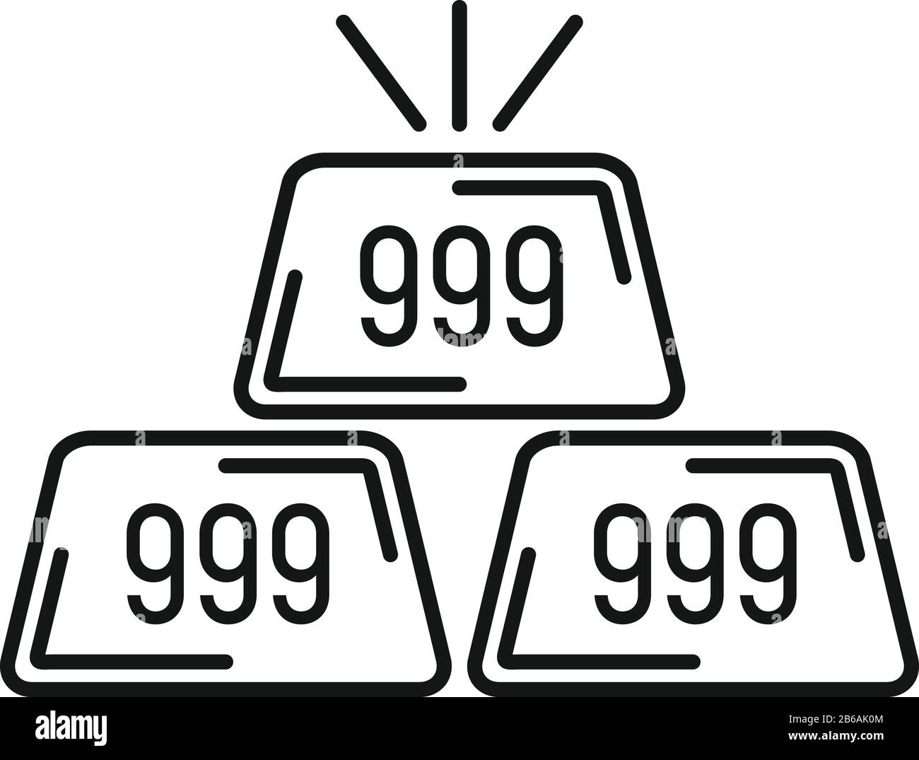 999 gold bars icon. Outline 999 gold bars vector icon for web design ...