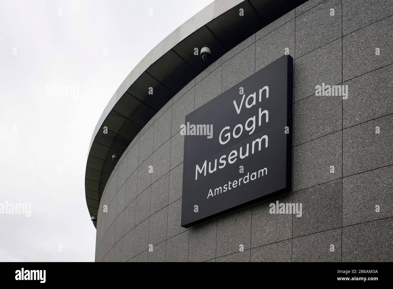 Close up view of famous museum's signage dedicated to Dutch painter. it ...