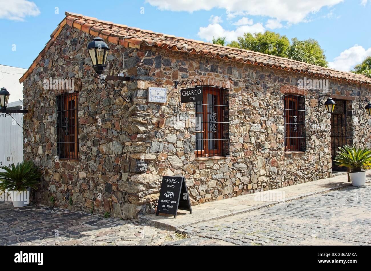 old stone building; hotel, wrought iron on windows, 17th century ...