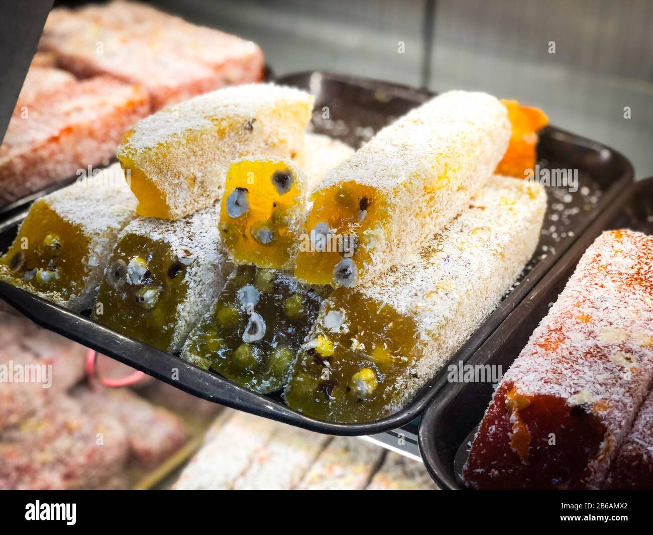 variety of turkish delights with nuts, pistachios, seeds & dried fruits ...