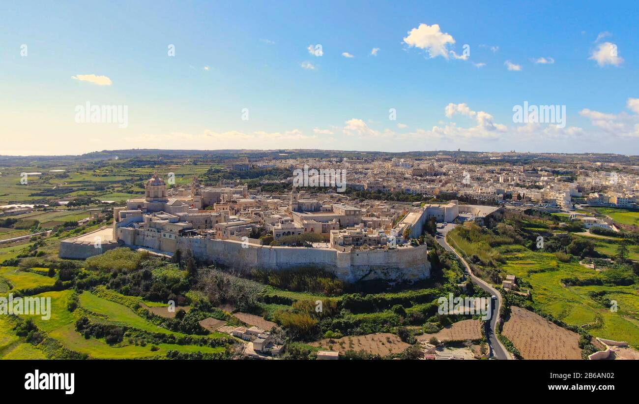 Aerial view over the historic city of Mdina in Malta Stock Photo - Alamy