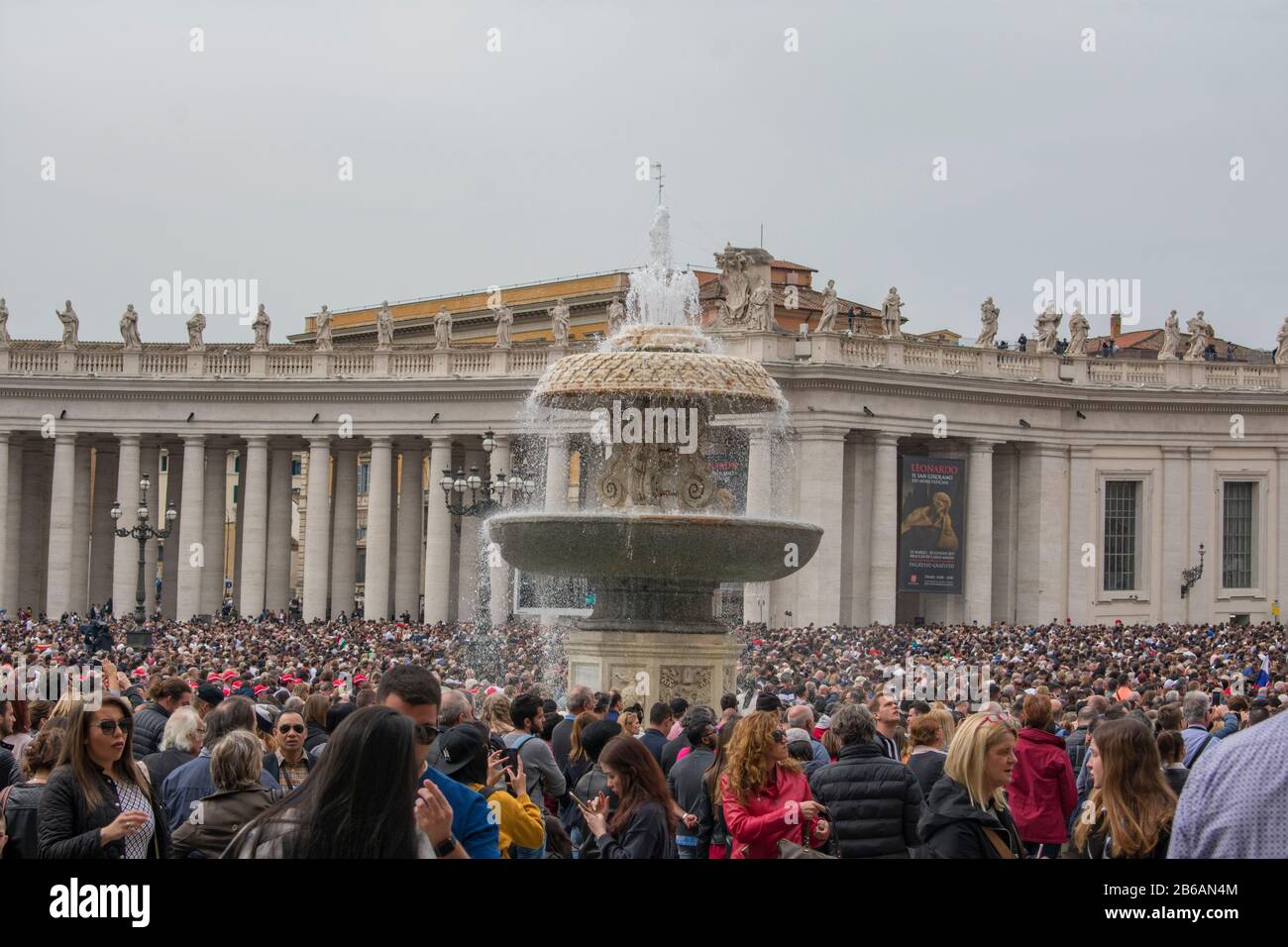 Vatican City / Rome / Italy - April 21, 2019: Crowd of people ...