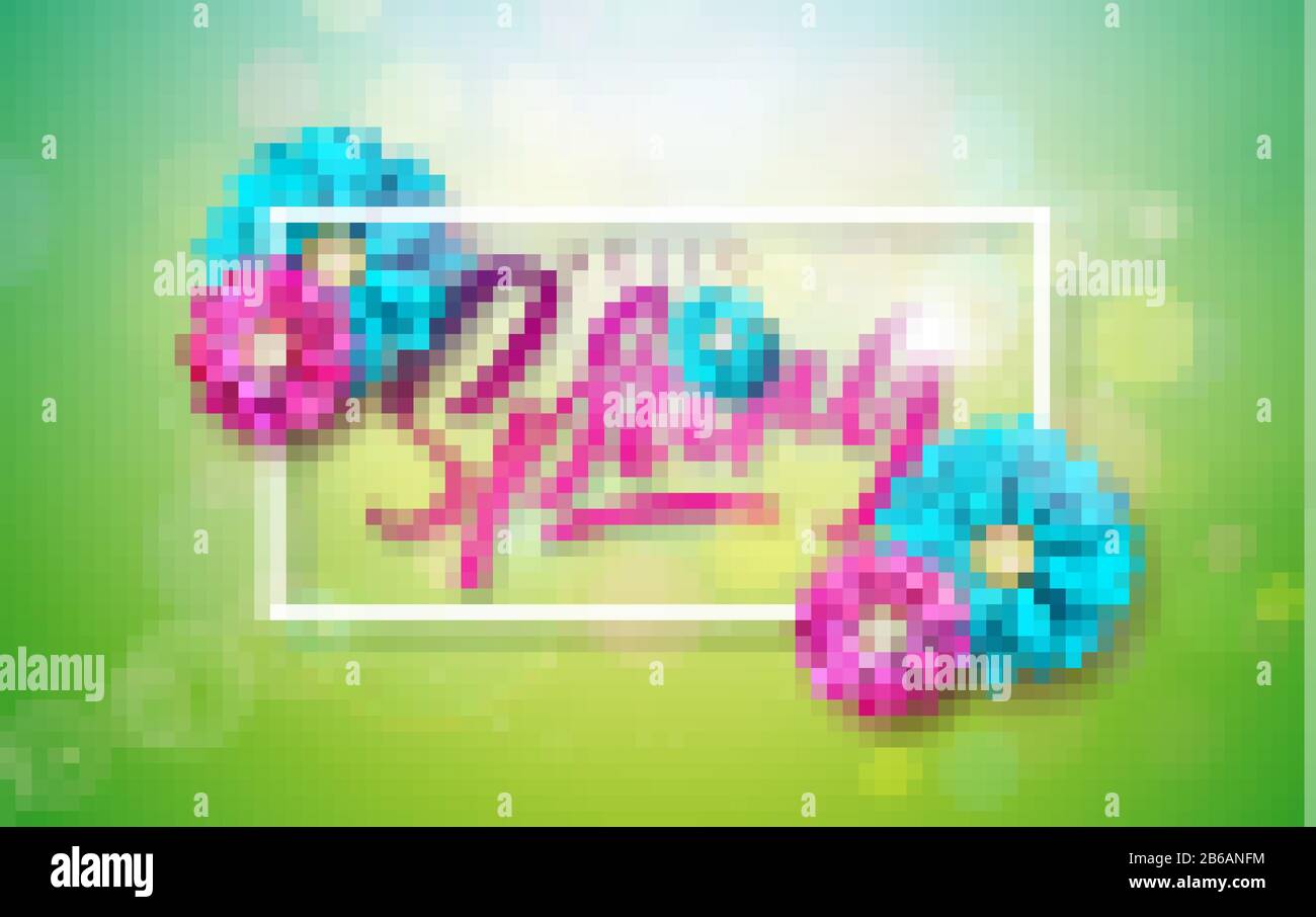 Vector Illustration on a Spring Nature Theme with Beautiful Colorful ...