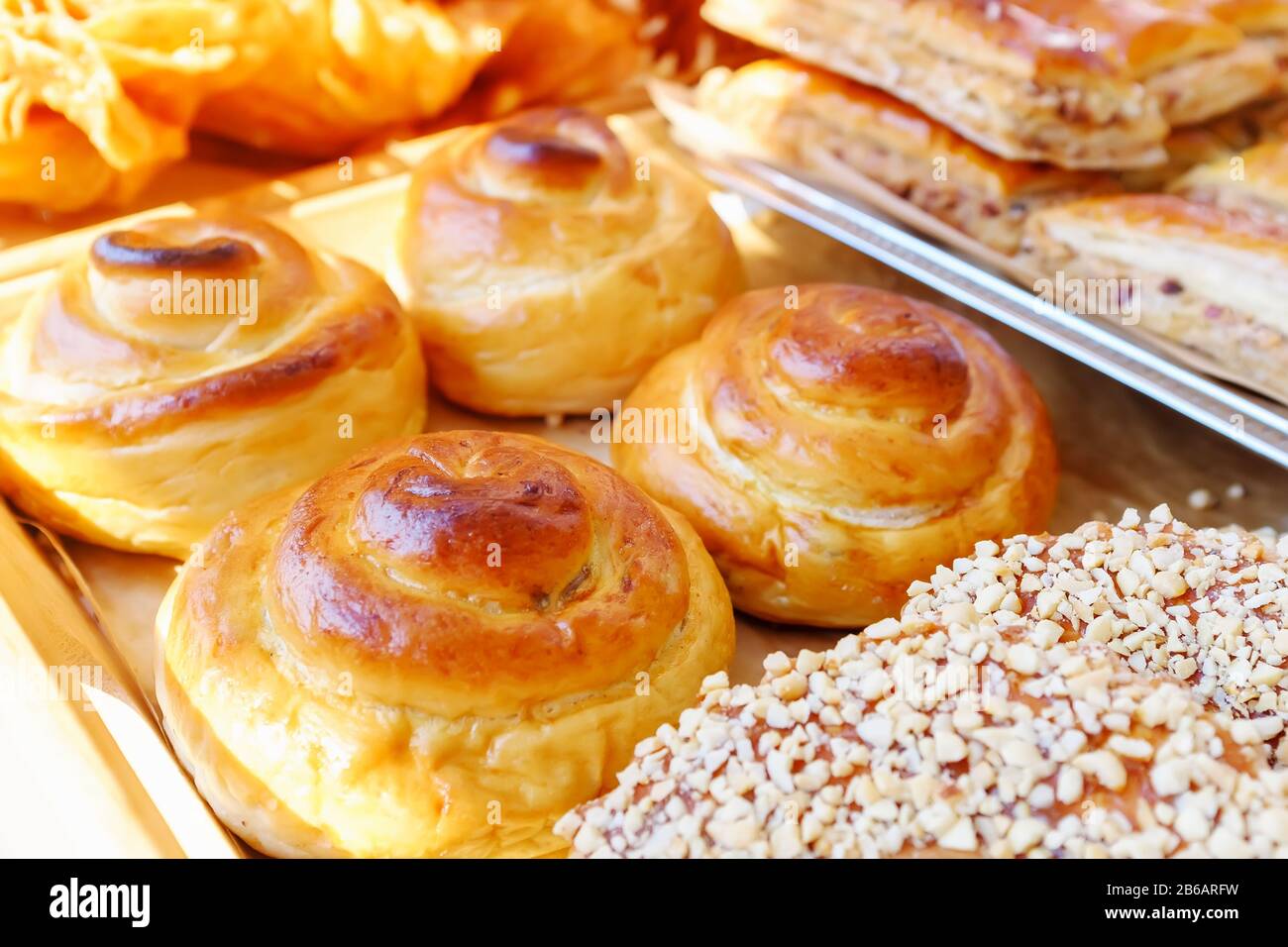 Bakery products on the counter. Food industry. shortbread Stock Photo ...