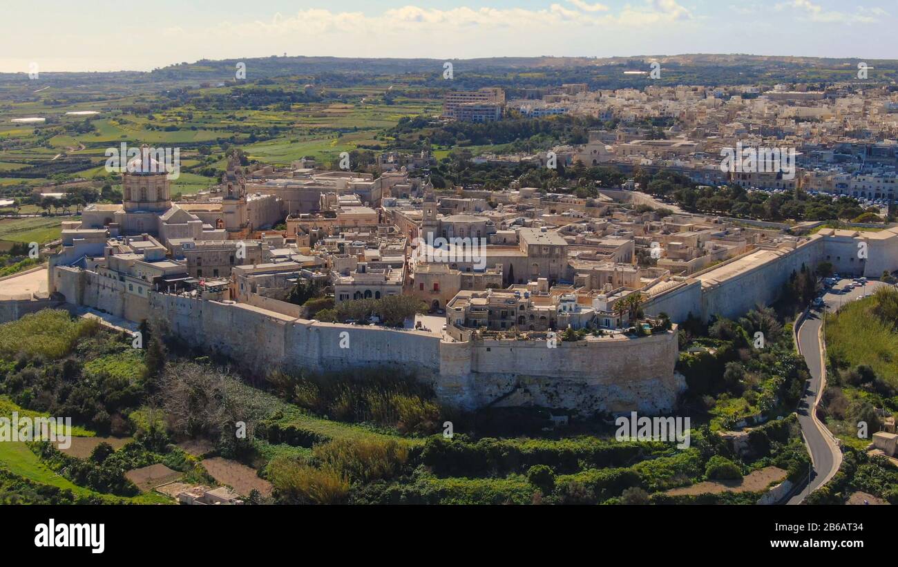 The medieval village of Mdina - the former capital of Malta from above ...