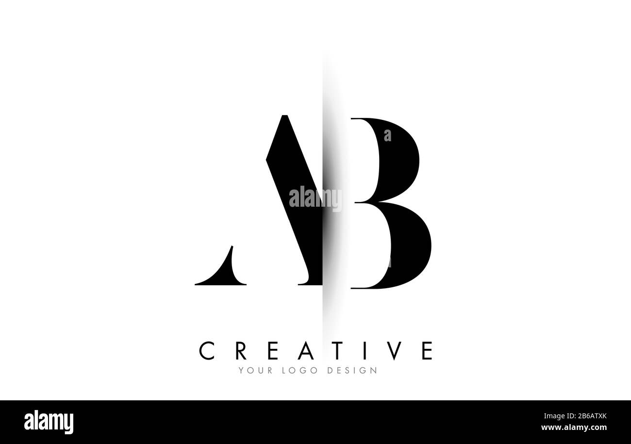 AB A B Letter Logo Design with Creative Shadow Cut Vector Illustration ...