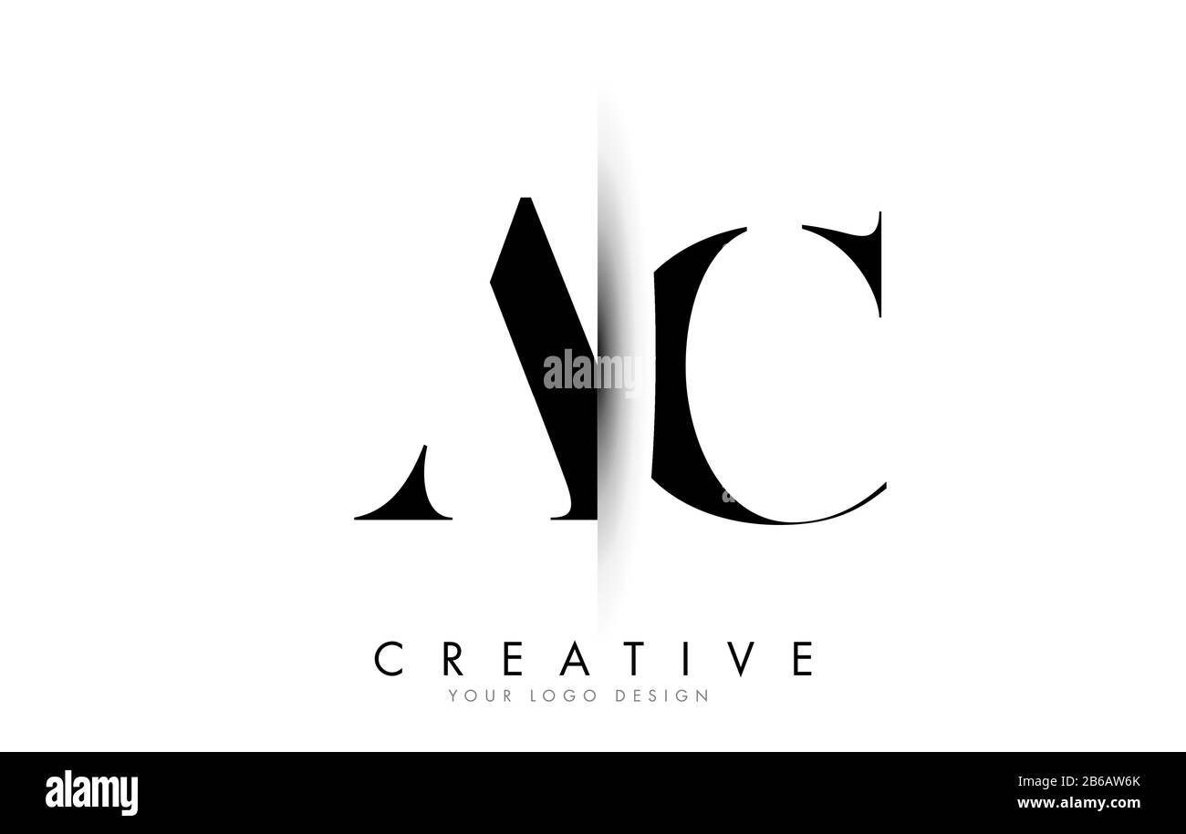 AC A C Letter Logo Design with Creative Vetical Shadow Cut Vector ...