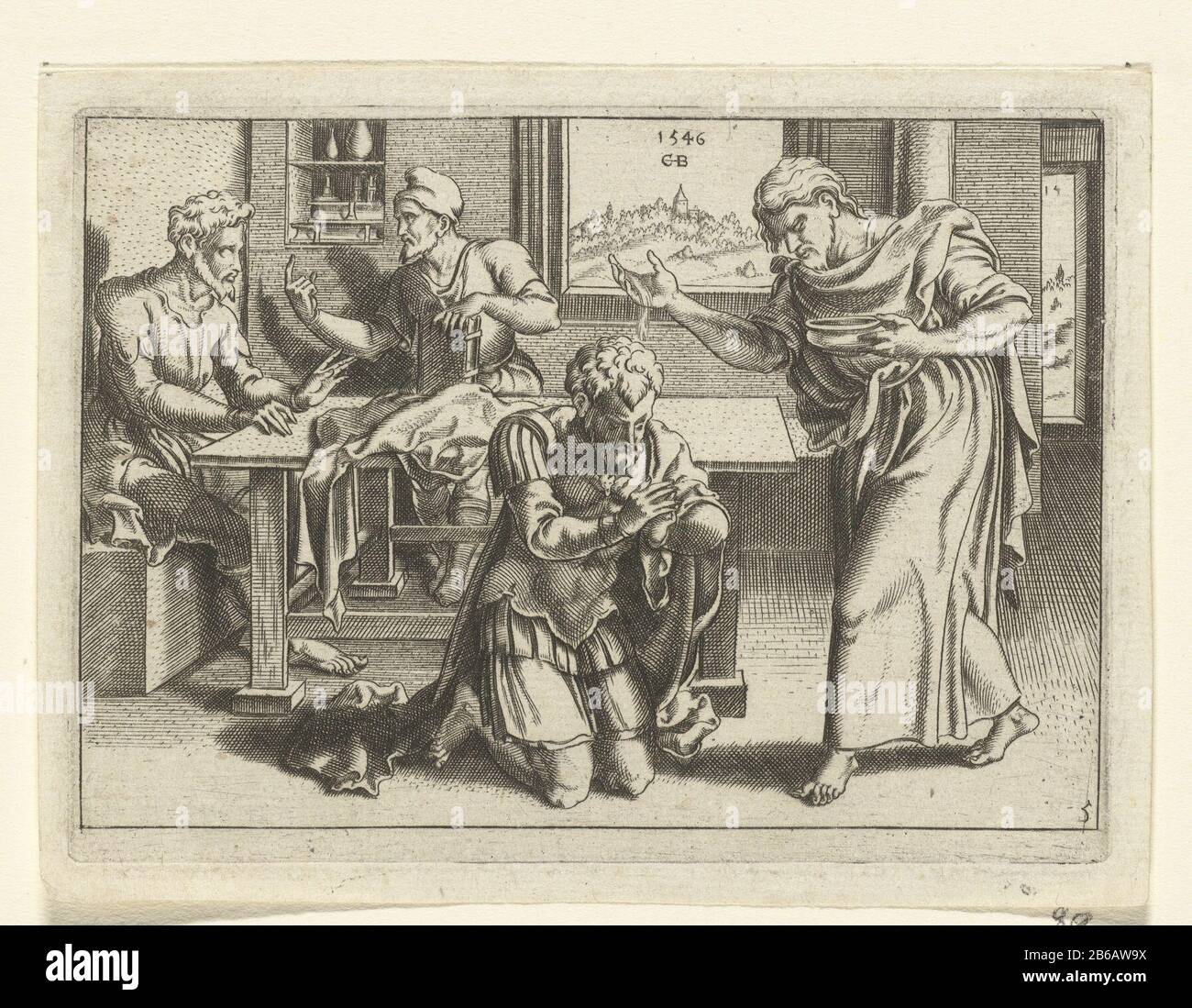 Ananias baptizing Paul Paul's life (series title) Paul kneels on the ...