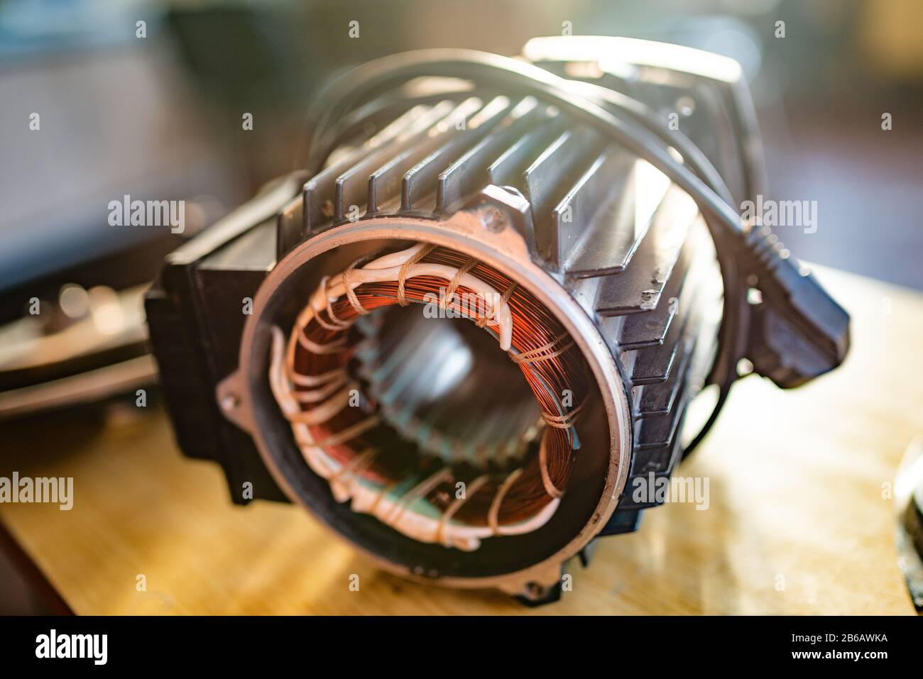 Close-up side view of a bundle of copper wire sticking out of ...