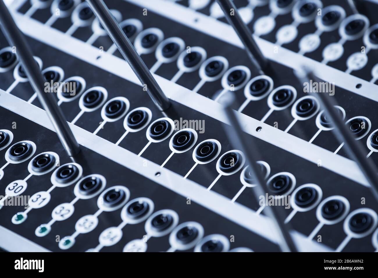 Close-up side view of sophisticated radio-controlled equipment with ...