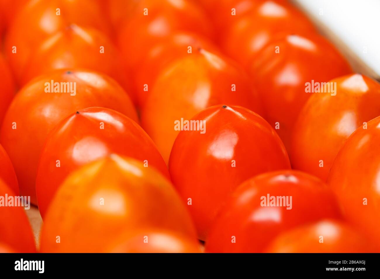 Fresh Ripe Persimmons In Market Persimmons Background Repeating Rows Of Juicy Ripe Persimmon