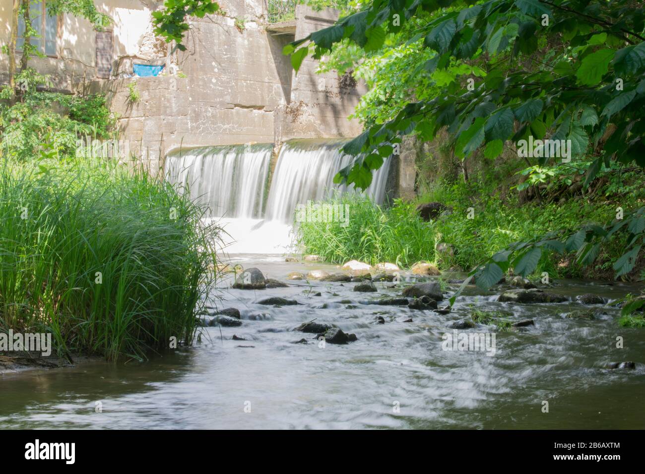 Long exposure river with rocks and waterfall Stock Photo - Alamy