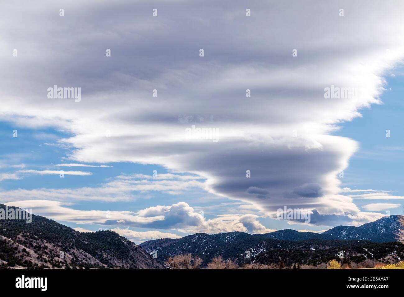Lenticular clouds; unusual cloud formations; central Colorado; USA ...