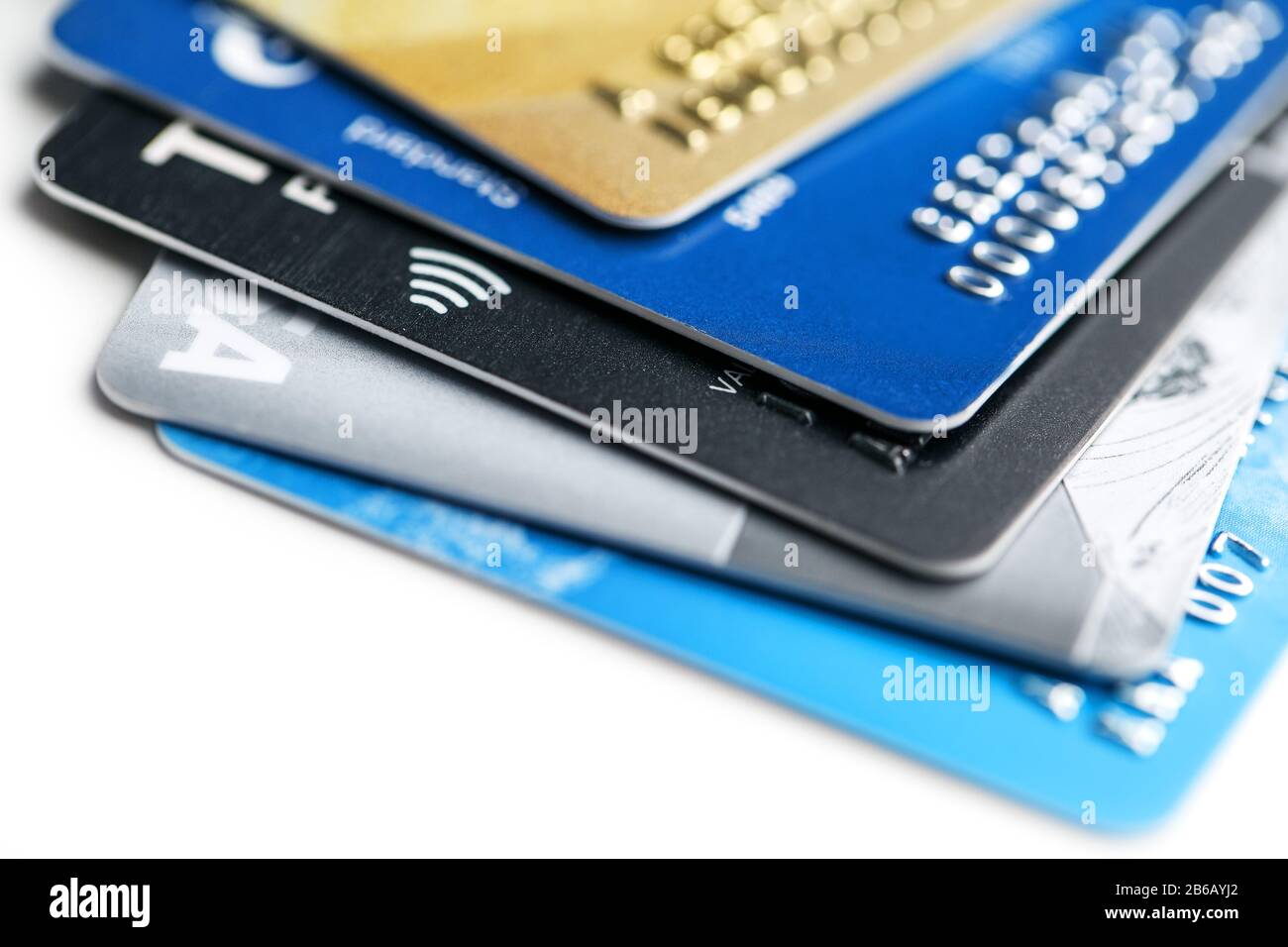 Credit card payment with close up shot isolated on white background ...