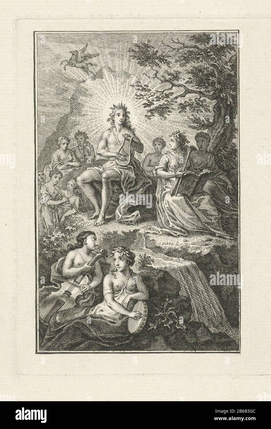 Apollo surrounded by the Muses Located nine Muses playing the ...