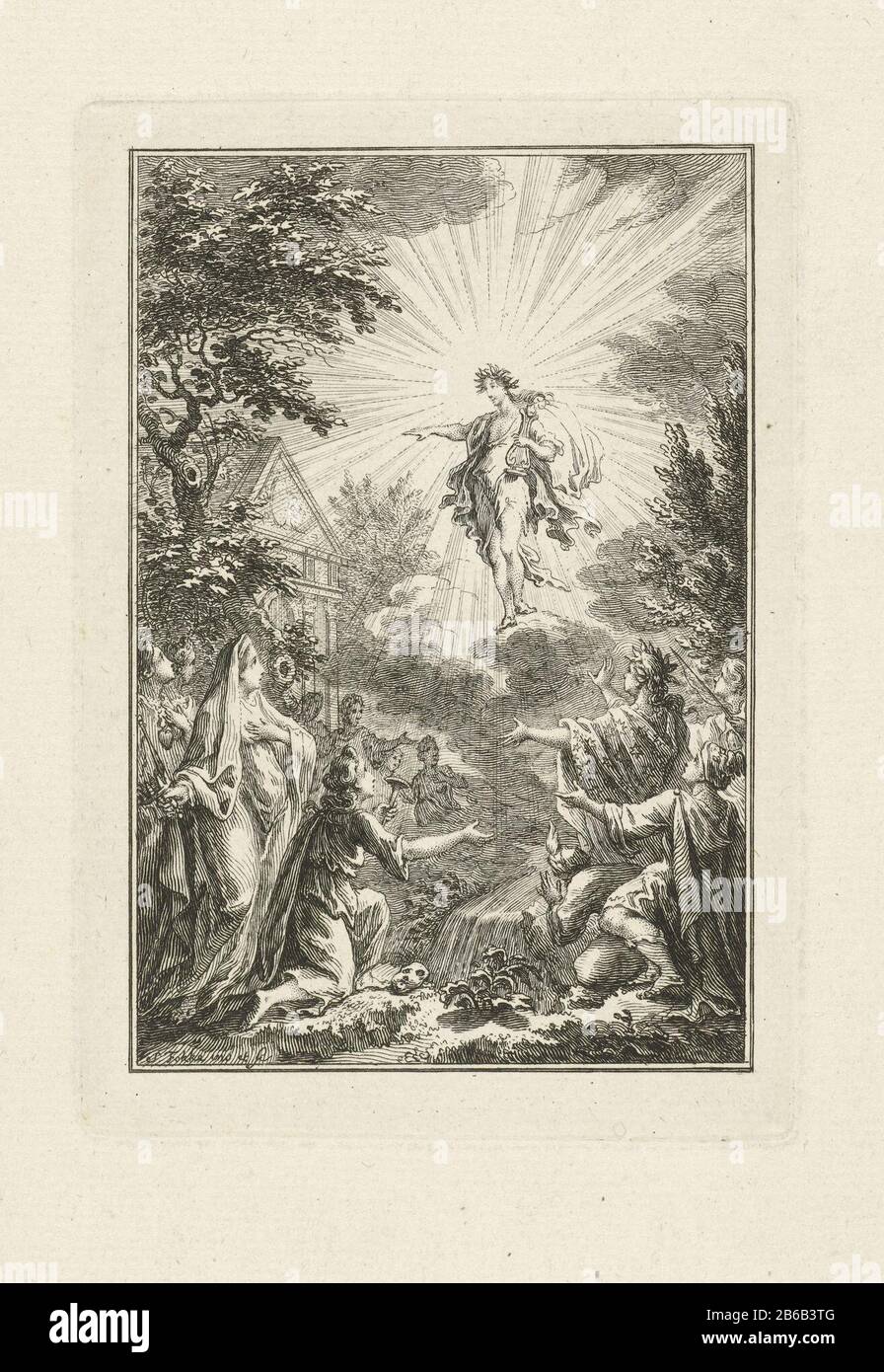 Apollo appears to the Muses In the air floats the glory of Apollo with ...