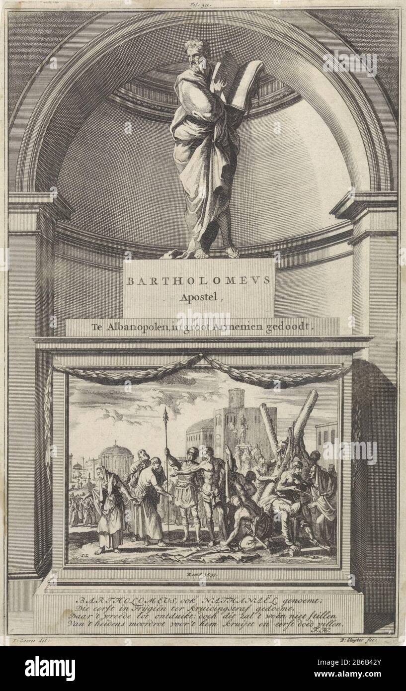 The Apostle Bartholomew beaten with an open book in his hands ...