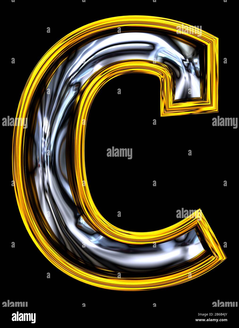 3D rendering. Lowercase Letter c. Embossed steel light. New Door number ...