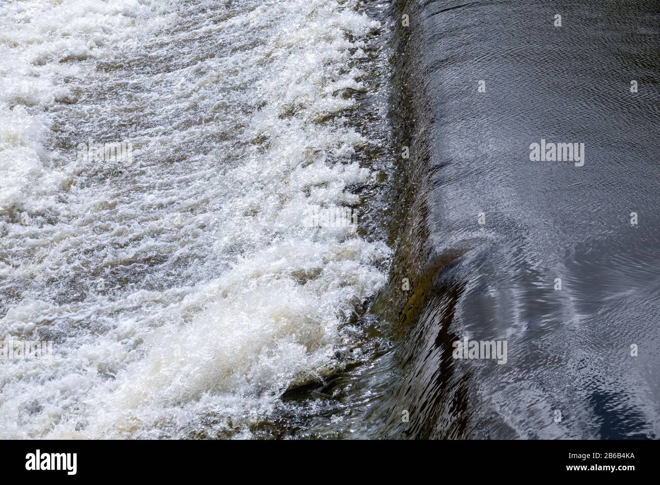 A small flat cascade in a calm river. Water background Stock Photo - Alamy