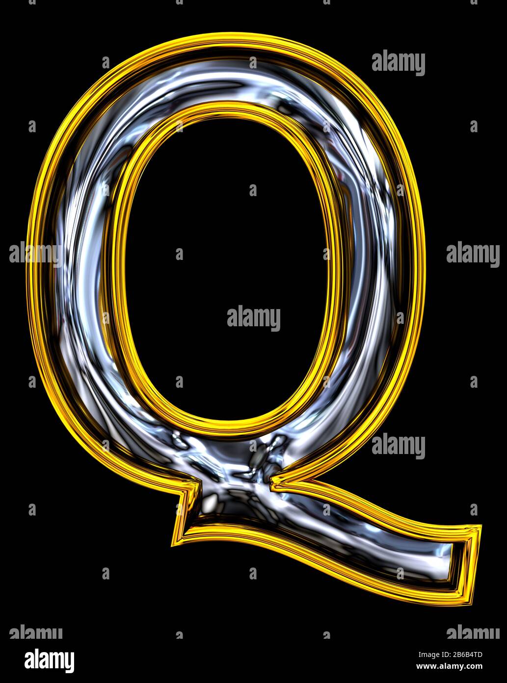 3D rendering. Uppercase Letter Q. Crisp Door number style font. Clear ...