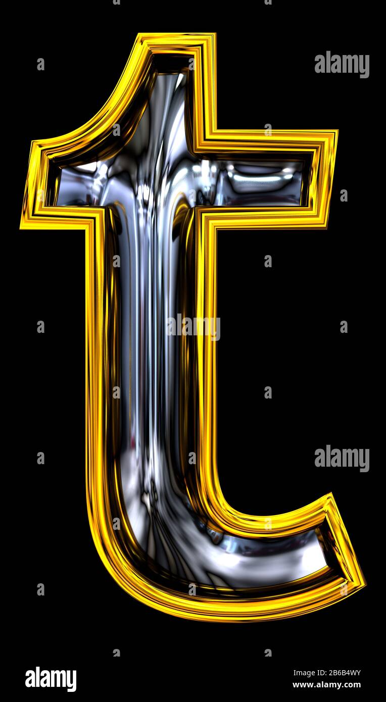 3D rendering. Lowercase Letter t. Pure Door number style font. Embossed ...