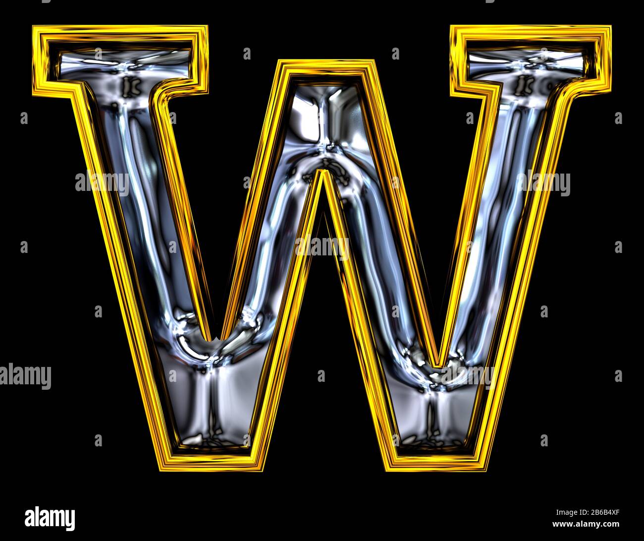 3D rendering. Uppercase Letter W. Cool Door number style font. Embossed ...