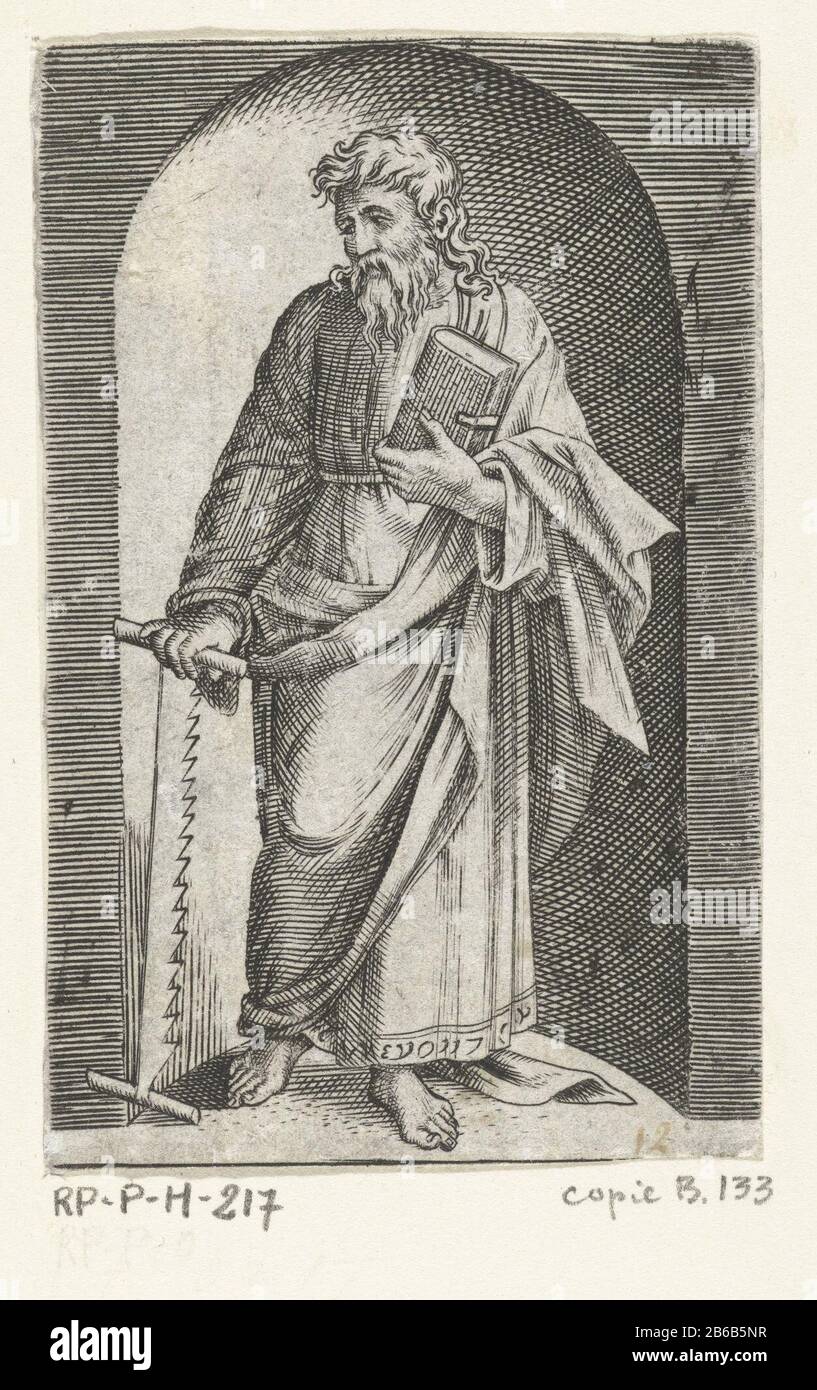 Apostle Simon the Zealot with saw standing in niche Christ and the ...