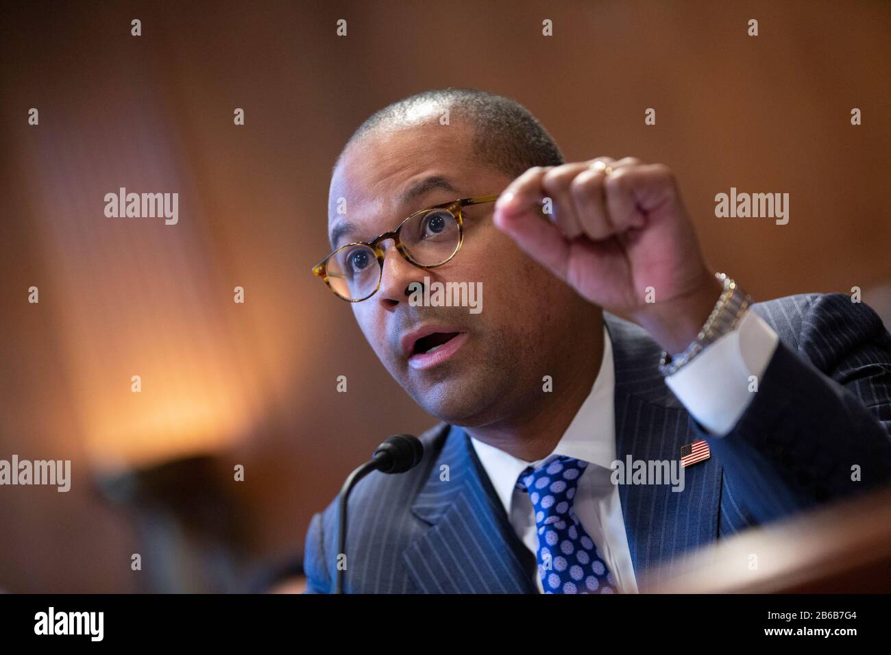 Commissioner of the FCC Geoffrey Starks testifies before the United ...