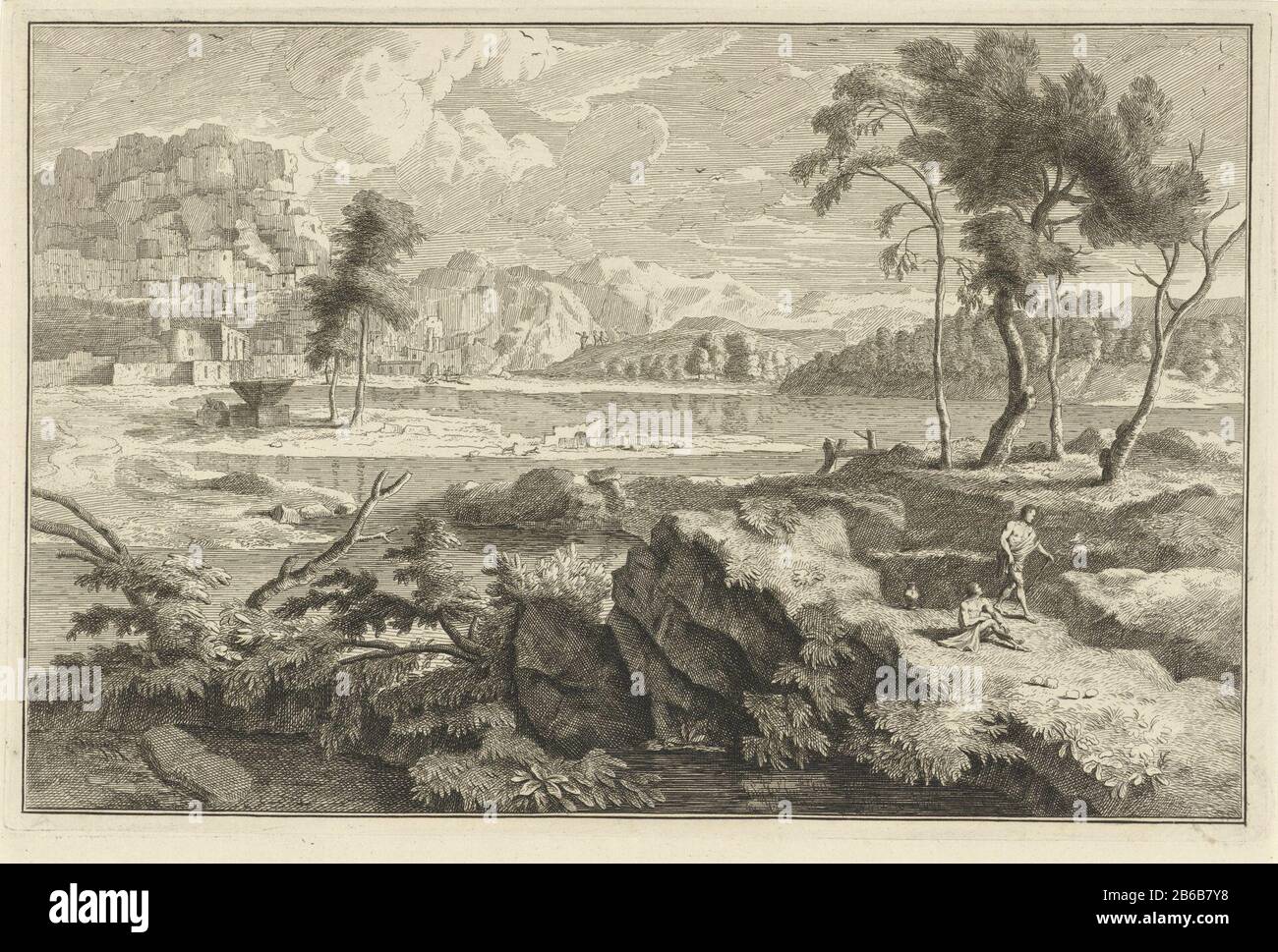 Arcadian landscape with rocks and river Italian and German landscapes ...