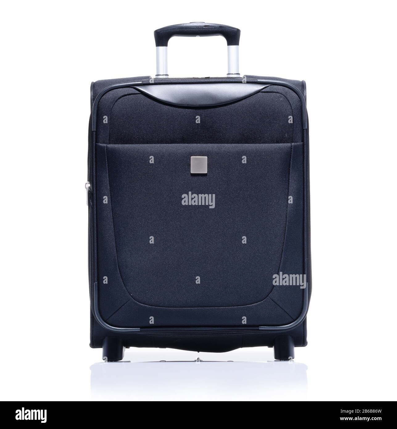 A black suitcase with two wheels and a pulling handle Stock Photo - Alamy