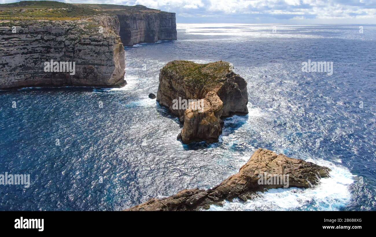 Aerial view over Dwerja Bay on the island of Gozo Malta Stock Photo - Alamy