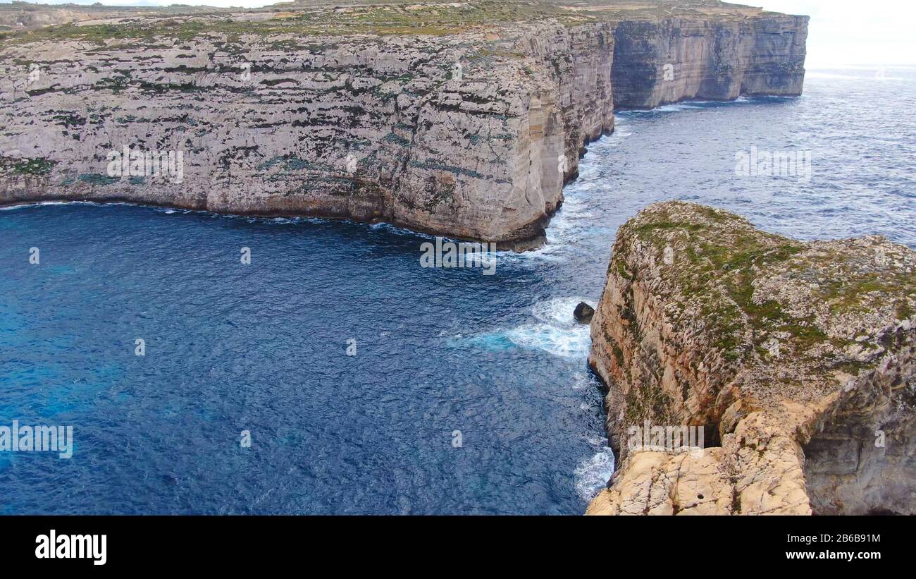 The remains of Azure Window at Dwerja Bay at the coast of Gozo Malta ...
