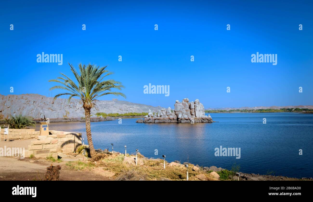 The Nile as viewed from the Temple of Isis, Aswan Egypt Stock Photo - Alamy