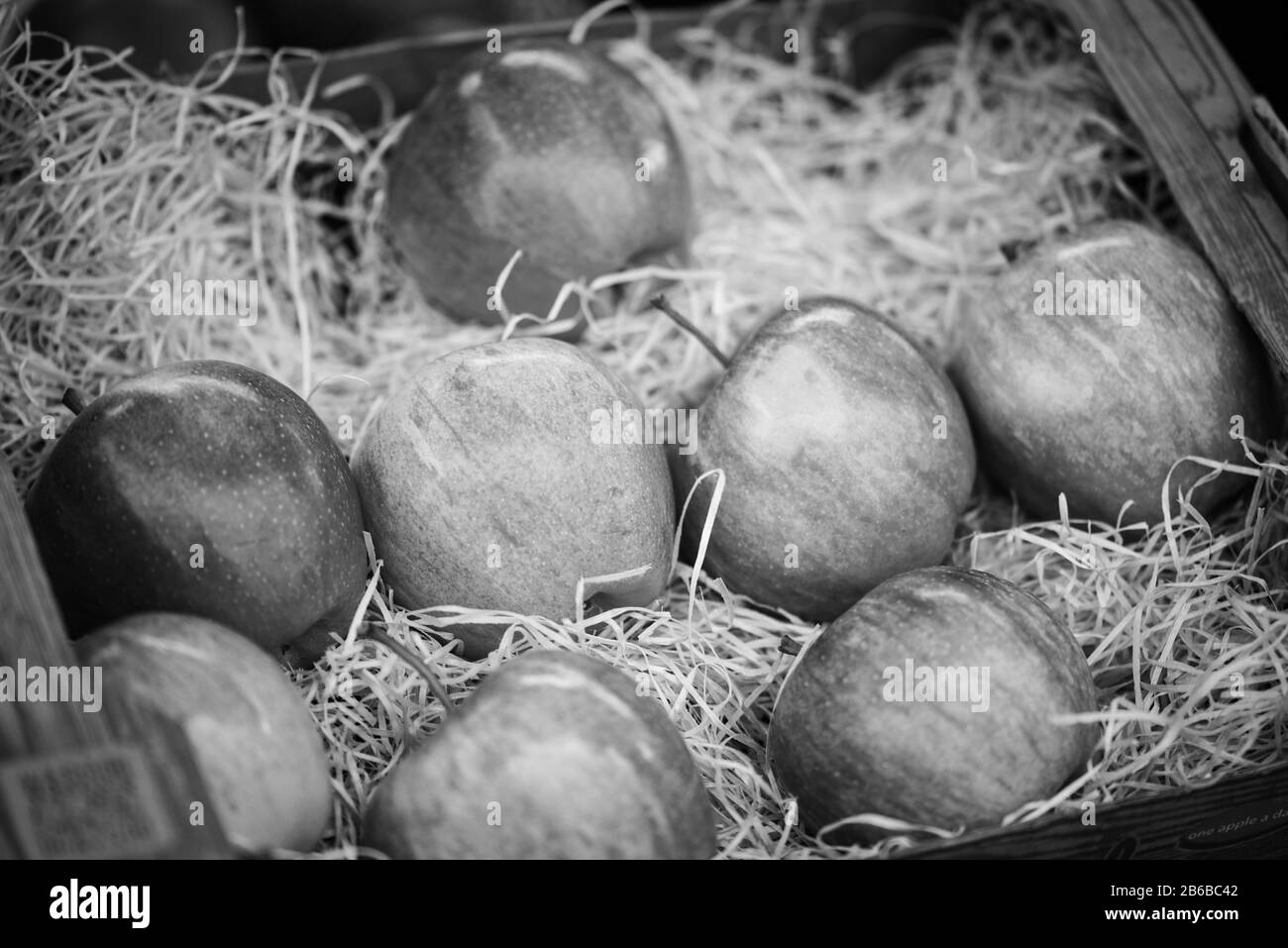 Red apples market Black and White Stock Photos & Images - Alamy