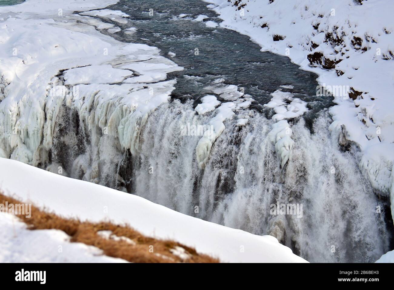 Gullfoss, frozen waterfalls, Iceland, Ísland, Europe Stock Photo - Alamy
