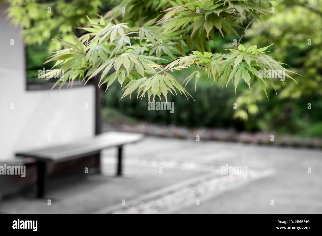 Japanese garden stone bench hi-res stock photography and images - Alamy